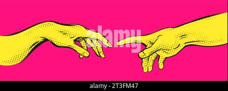 The Creation of Adam. Vector illustration. hand drawn on white ...