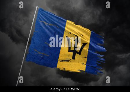 Barbados torn flag on transparent background Stock Photo - Alamy