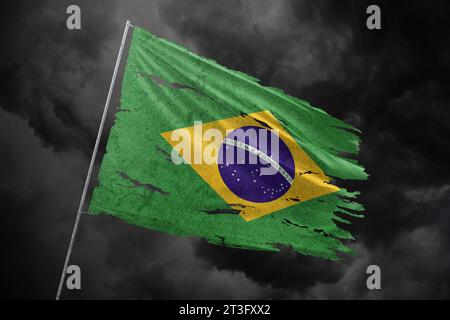 Brazil torn flag on transparent background Stock Photo - Alamy