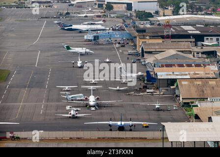 Gabon, Libreville, Libreville Airport Leon Mba (aerial view Stock Photo ...