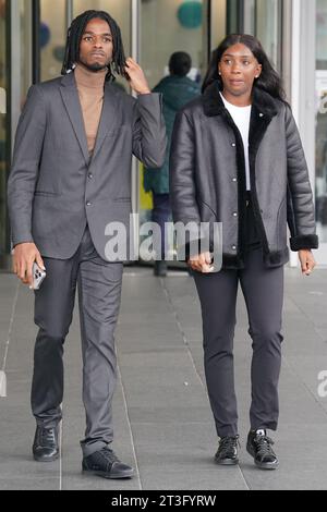 Athletes Bianca Williams and Ricardo Dos Santos walking to speak to the ...