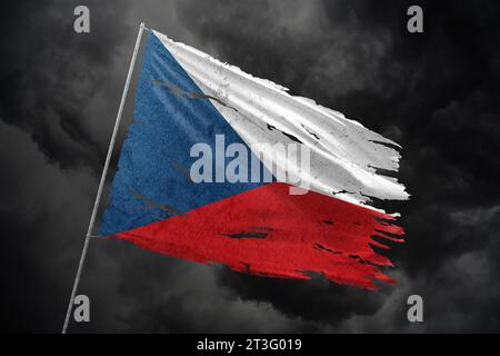 Czechia torn flag on transparent background Stock Photo - Alamy