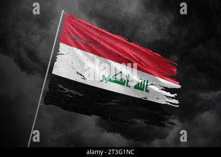 Iraq torn flag on transparent background with blood stains Stock Photo ...