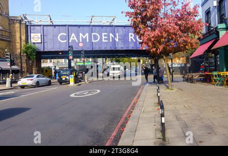 London Overground bridge at Camden Road station in Camden Town London ...