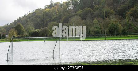 Flooded sports field underwater due to heavy rain Stock Photo - Alamy