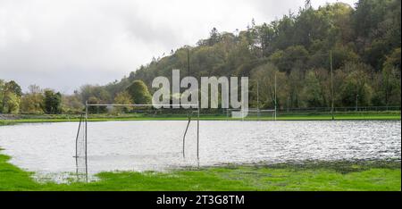 Flooded sports field underwater due to heavy rain Stock Photo - Alamy