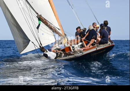 France, Var, Saint Tropez, Corinthian (P5), pretty gaff cutter launched ...