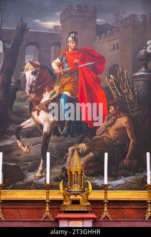 Painting of St. Martin sharing his coat, St. Gatien Cathedral, Tours ...