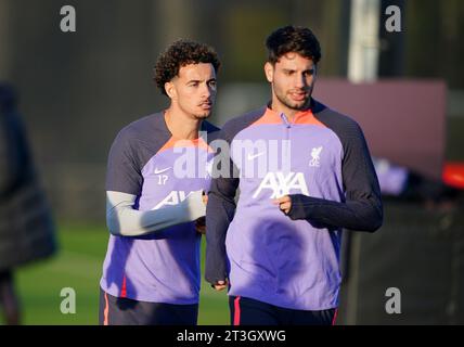 Liverpool's Dominik Szoboszlai (left), Curtis Jones (centre) and team ...