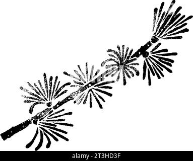 Larch elements for design isolated on white. Larix decidua branch. Hand ...