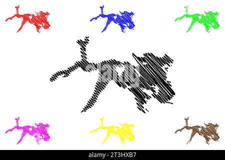 Lake Manapouri (New Zealand, Oceania, South Island) map vector ...