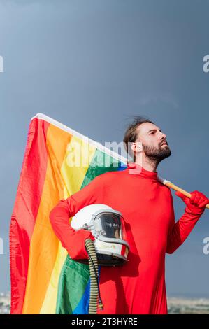 Astronaut with LGBT Flag - Gay Pride LGBT.Madrid.Spain Stock Photo - Alamy