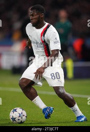 AC Milan's Yunus Musah during the Serie A soccer match between Milan and Inter at San Siro ...