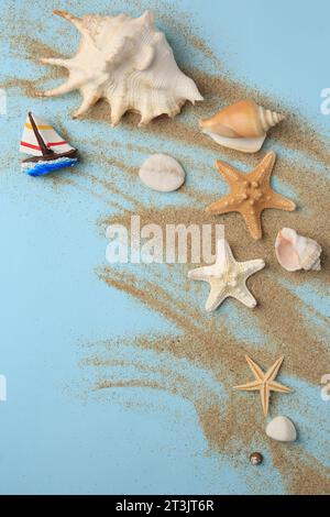 Beautiful sea composition with ship on sand beach background Stock ...