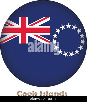 Cook Islands Badge. Round logo of island with triangular mesh map and ...