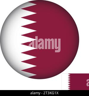 Qatar Badge. Round logo of country with triangular mesh map and radial ...