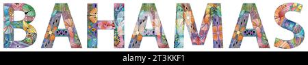 Vector word Bahamas. Hand-painted art design. Illustration for t -shirt ...