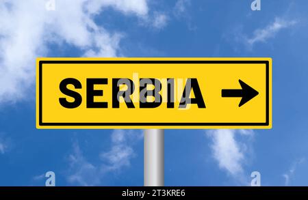 Serbia road sign on blue sky background Stock Photo - Alamy