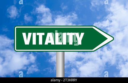 Vitality road sign on sky background Stock Photo - Alamy