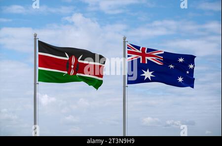 Australia and Kenya flags. 3D Waving flag design. Australia Kenya flag ...