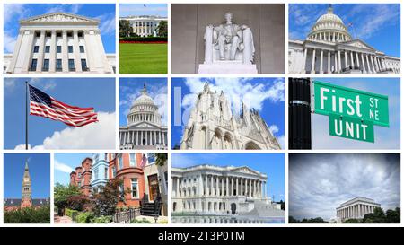 Washington DC travel collage with landmarks and architecture Stock ...