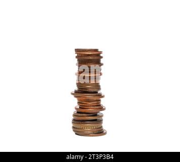 Euro coins stacked icon background Stock Photo - Alamy