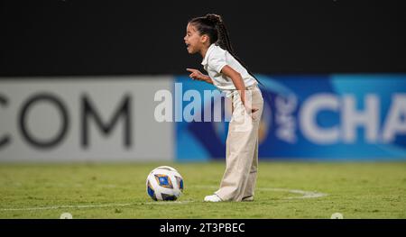 Eva Ronaldo runs the pitch after the Match Day 3 of the AFC Champions ...