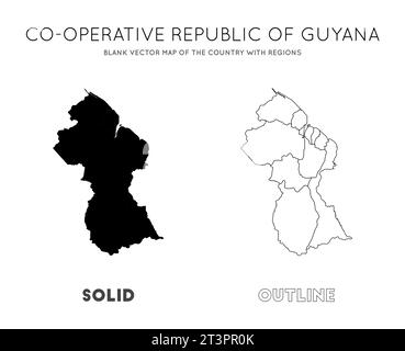 Vector blank map of Guyana with regions and administrative divisions. Editable and clearly ...