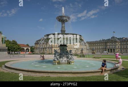 Schloßplatzspringbrunnen, Menschen, Freizeit, Neues Schloß, Schloßplatz ...