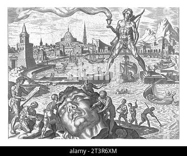 The bronze statue of Helios, also known as the Colossus of Rhodes ...