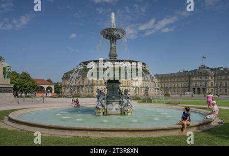 Schloßplatzspringbrunnen, Menschen, Freizeit, Neues Schloß, Schloßplatz ...