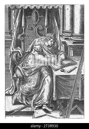 King Solomon. Writing Proverbs. Engraving by Gustave Doré (1832 - 1883 ...