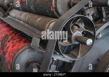 detail of a historic textile machine Stock Photo - Alamy