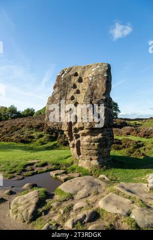 The Cork Stone a sandstone pillar on Stanton Moor an upland area near ...