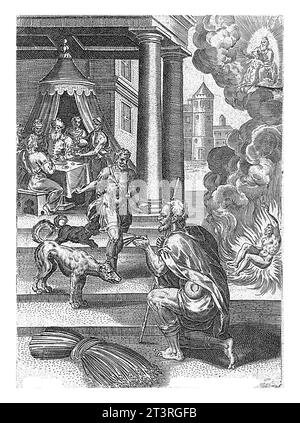 Book illustration of the parable of Lazarus and the rich man (Luke 16: ...