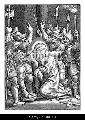 Mockery of Christ, Hieronymus Wierix, 1563 - before 1619 Christ, bound ...