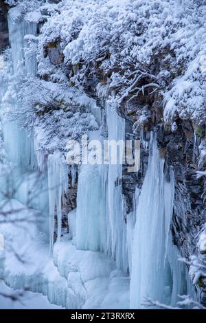 Frozen Waterfall Landscape in Abisko National Park, Sweden in Winter ...