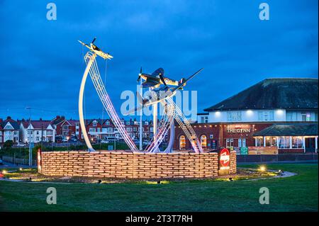 Blackpool illuminations tribute to the Spitfire airplane Stock Photo ...
