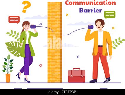 Communication Barrier Vector Illustration with Bad Communications ...