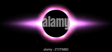 Iridescent round aura eclipse. Pink purple moon glow background. Sun or ...