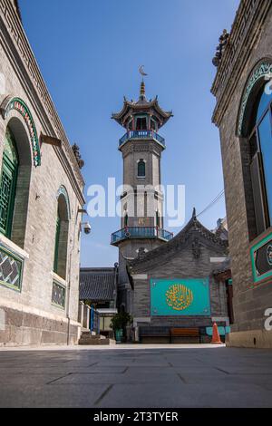 The street around the Great Mosque of Hohhot (a mosque in Huimin ...