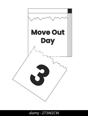 Tear off calendar moving out day 2D linear cartoon object Stock Vector ...