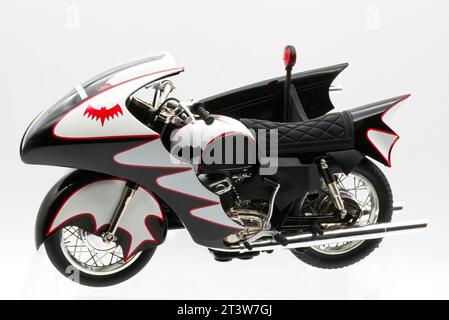 Batman Batcycle with sidecar isolated on white background. Batcycle ...