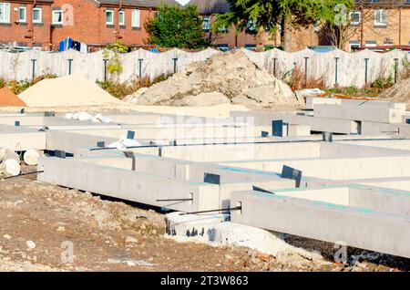Building foundation made of prestressed concrete beams Stock Photo - Alamy