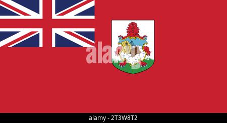 Bermuda island official and national flag with coat of arms, vector ...
