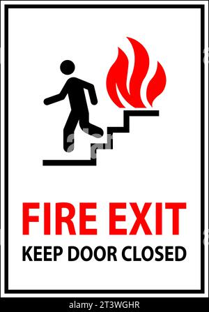 Warning Sign Fire Exit Keep Door Closed Stock Vector Image & Art - Alamy