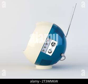 A sphere shaped vintage futurism retro television from the seventies ...