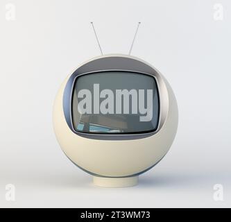 A sphere shaped vintage futurism retro television from the seventies ...