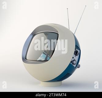 A sphere shaped vintage futurism retro television from the seventies ...