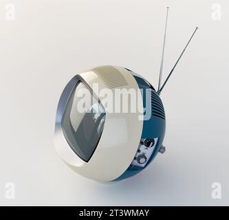 A sphere shaped vintage retro television from the futurism seventies on ...